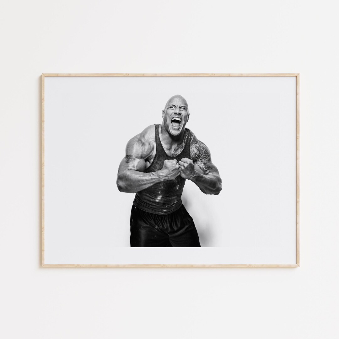 Dwayne Johnson Poster, Fan Poster, Black and White Wall Art, Vintage ...