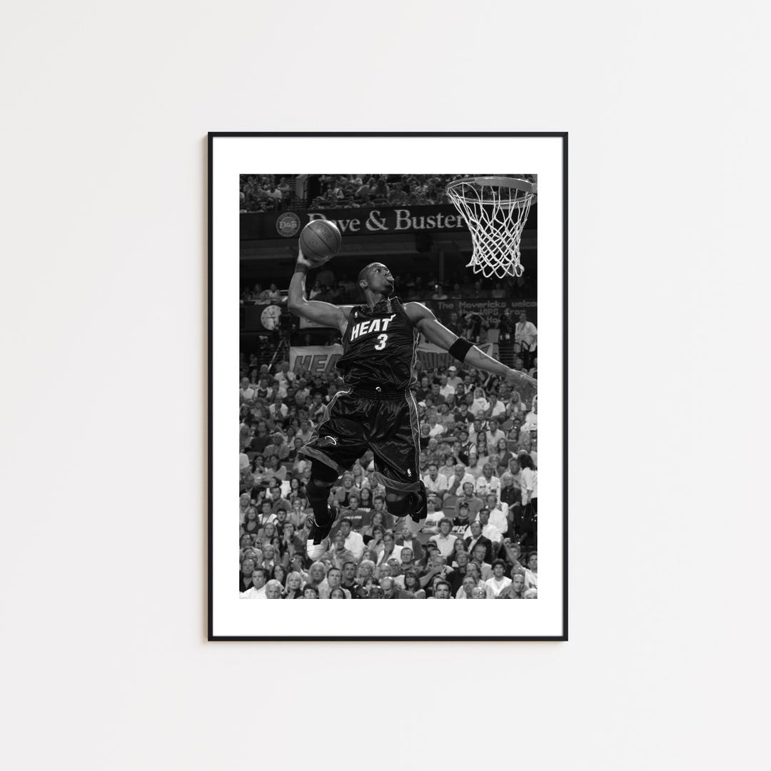 Dwyane Wade Poster, NBA All Star Print, Black and White Wall Art ...