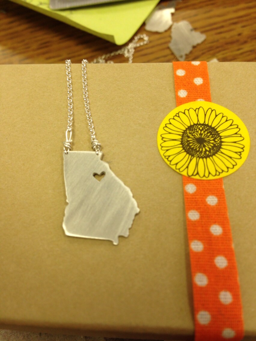 Sterling Silver Nebraska State Necklace- on 16 or 18 Inch Sterling ...