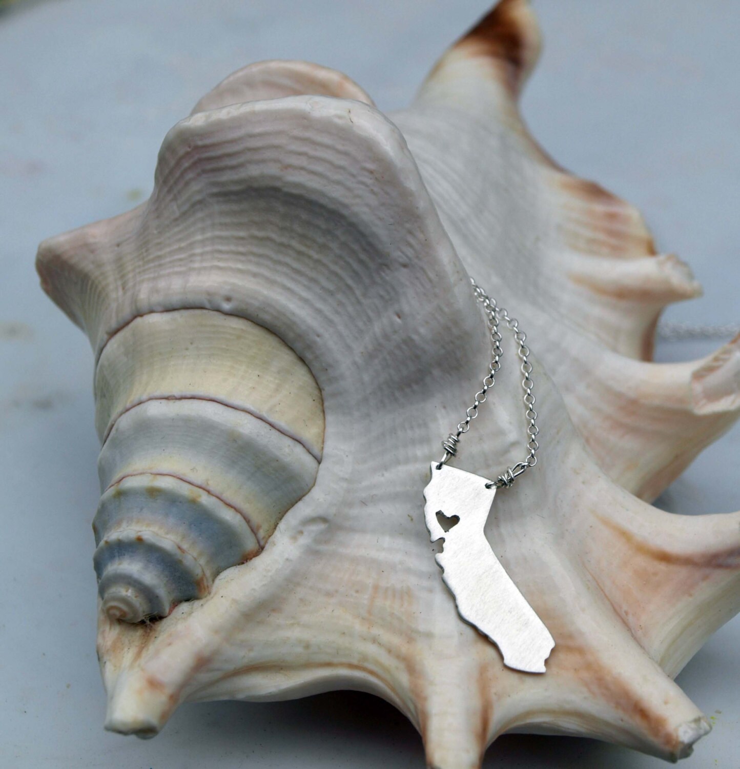 California Sterling Silver CA State Necklace- on 16 or 18 Inch Sterling ...