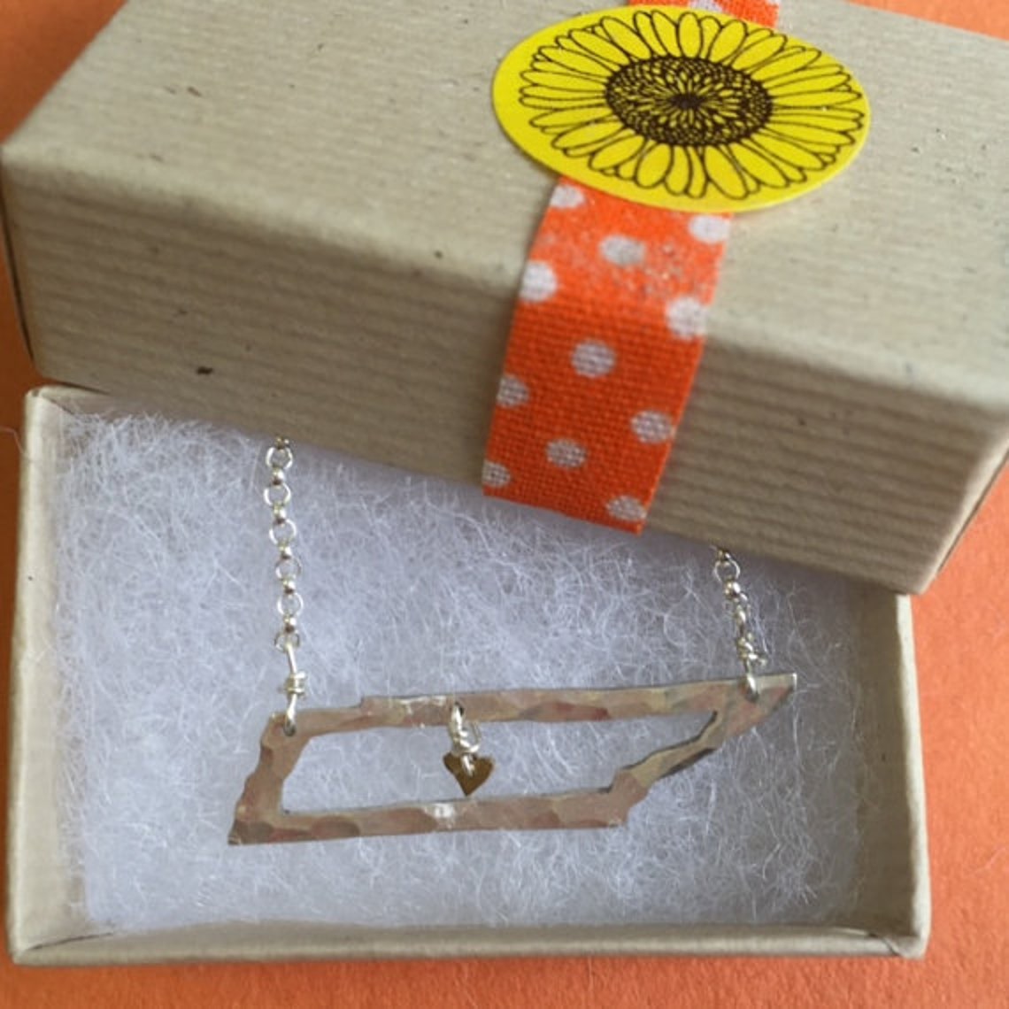 Sterling Silver Tennessee State Necklace- With Heart on Sterling Silver ...