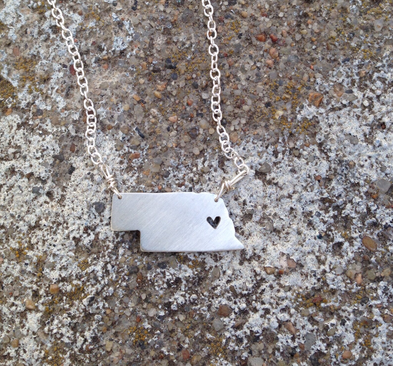 Sterling Silver Nebraska State Necklace- on 16 or 18 Inch Sterling ...