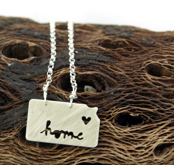 Sterling Silver Tennessee State Necklace- With Heart on Sterling Silver ...