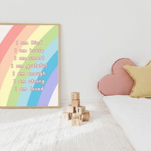 Rainbow Affirmation Poster: Inspirational Kids Room Art (digital ...