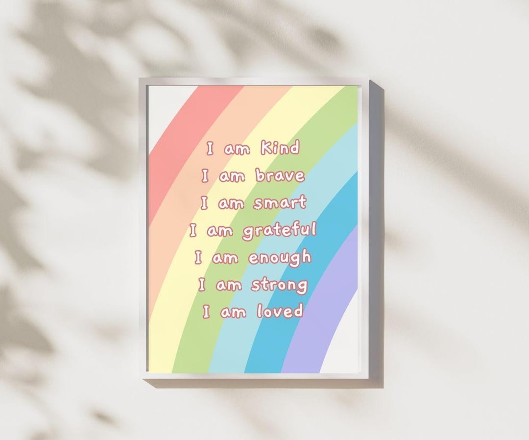 Rainbow Affirmation Poster: Inspirational Kids Room Art (digital ...