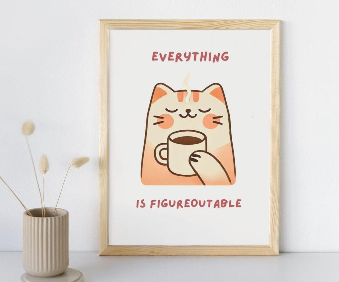 Everything is Figureoutable Print, Cute Positive Affirmations Poster, Office Desk Wall Art ...