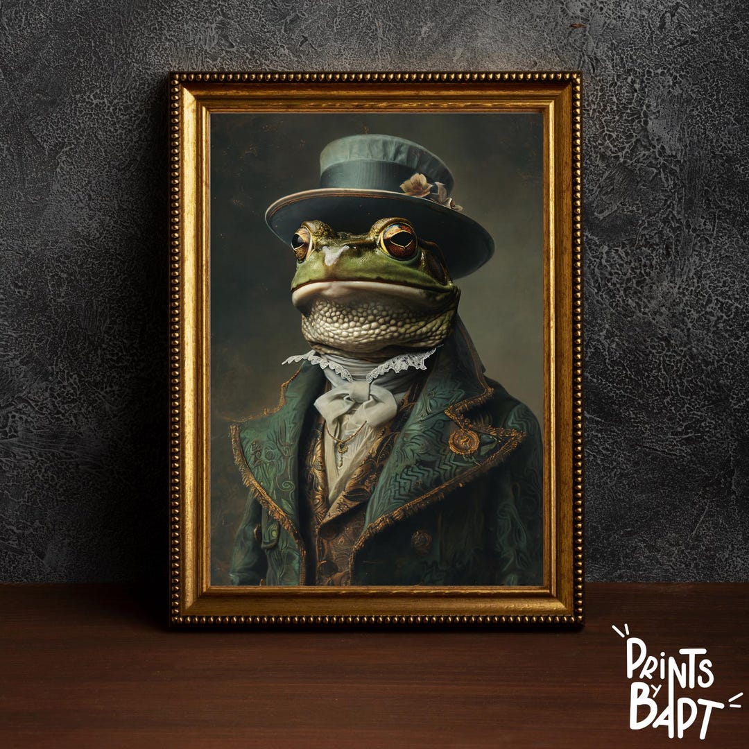 Frog Victorian Portrait, Vintage Style Animal Wall Art, Whimsical Home ...