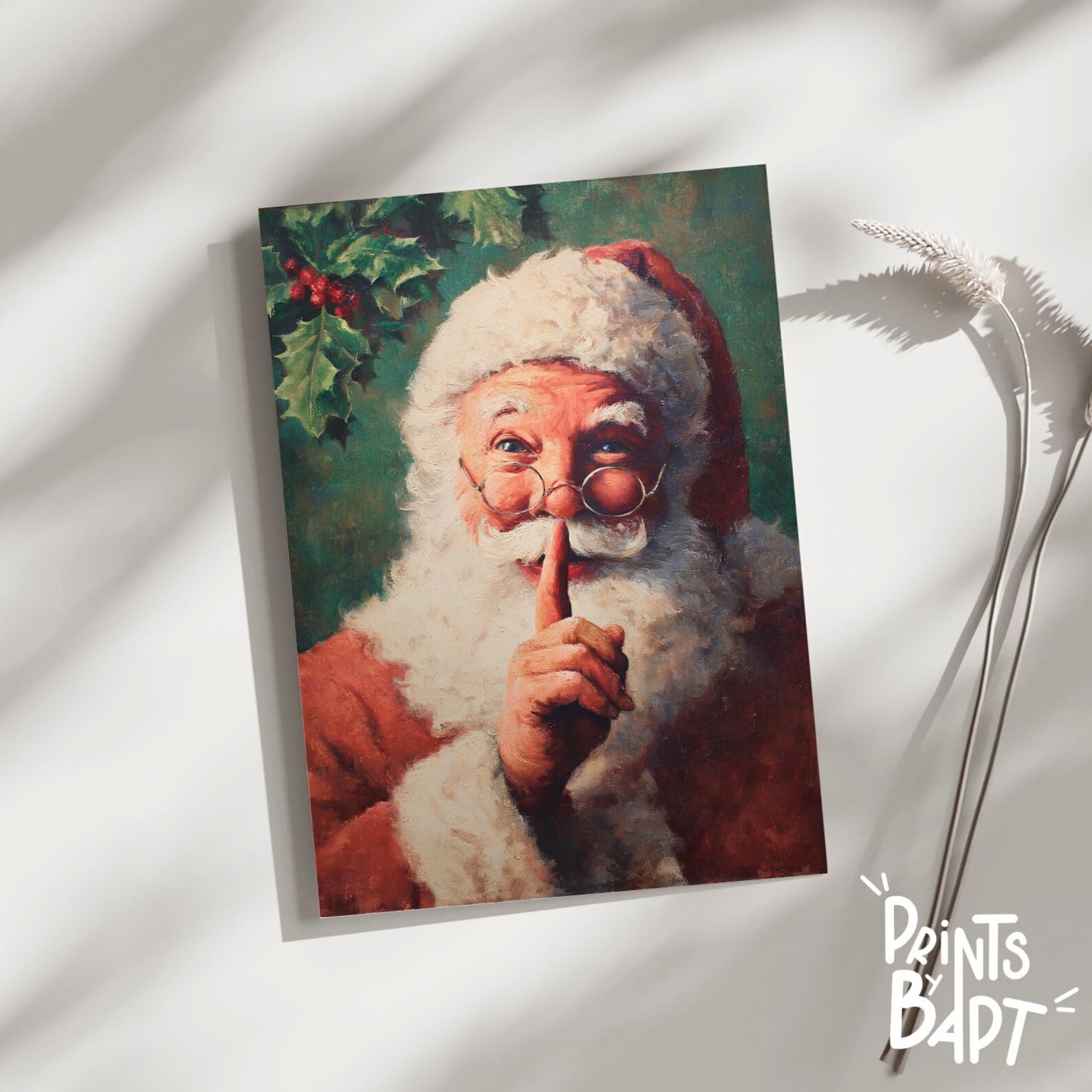 Vintage Santa Christmas Wall Art Santa Shushing Finger to Lips Retro ...