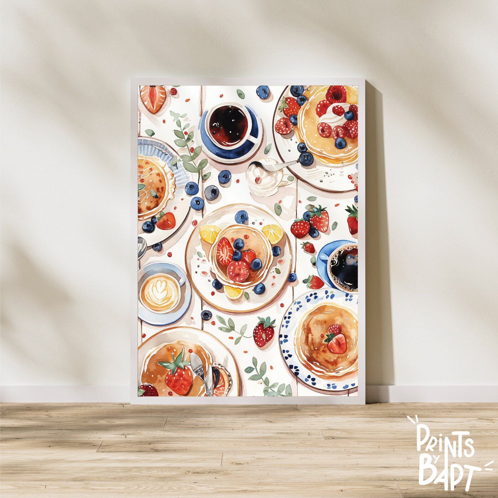 Watercolor French Brunch Art Print, Kitchen Artwork, Minimalist Wall ...