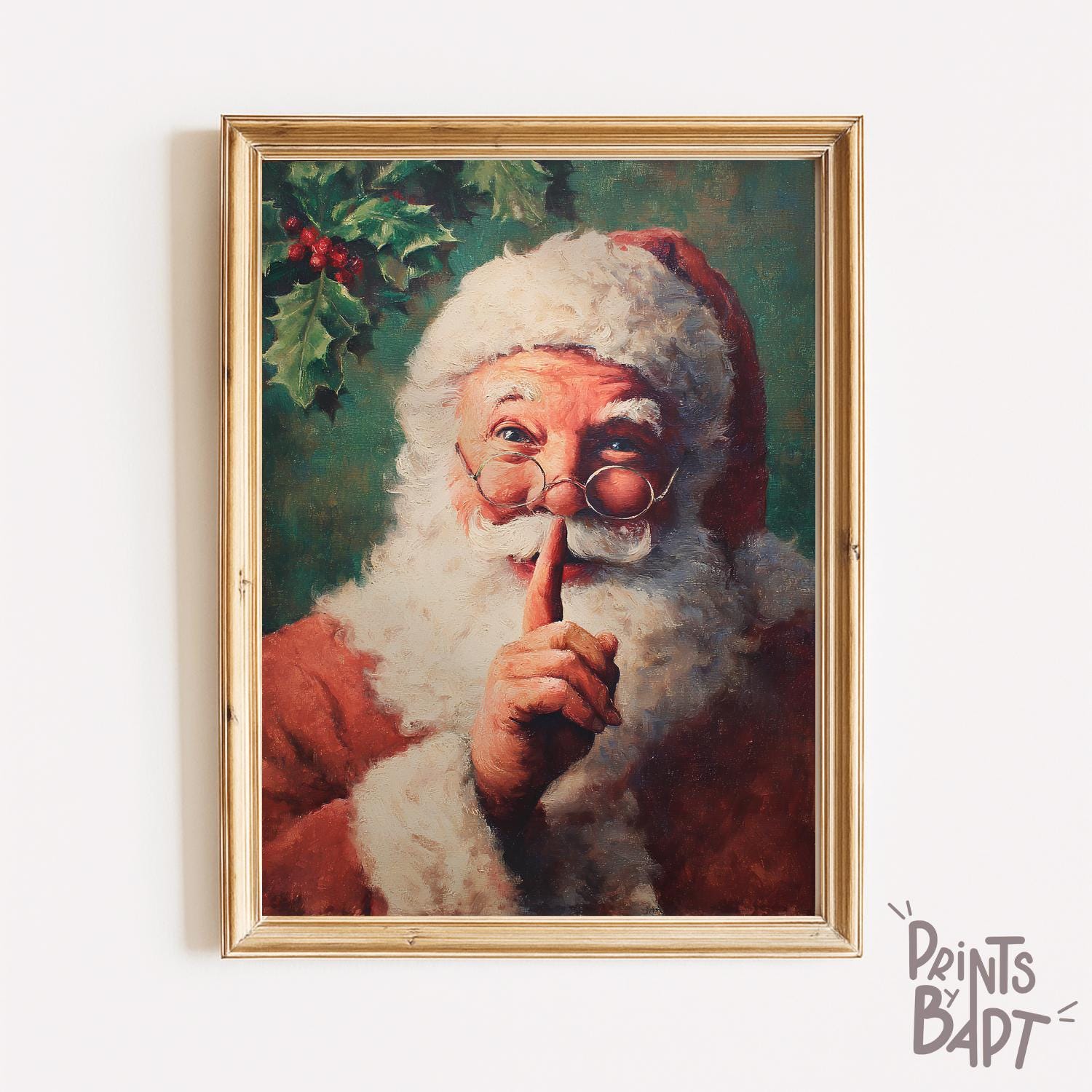 Vintage Santa Christmas Wall Art Santa Shushing Finger to Lips Retro ...