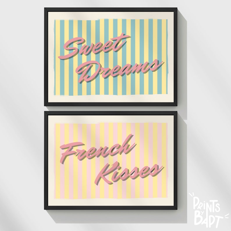 French Kisses Poster, Trendy Wall Art, Apartment Decor, Retro Wall Art ...