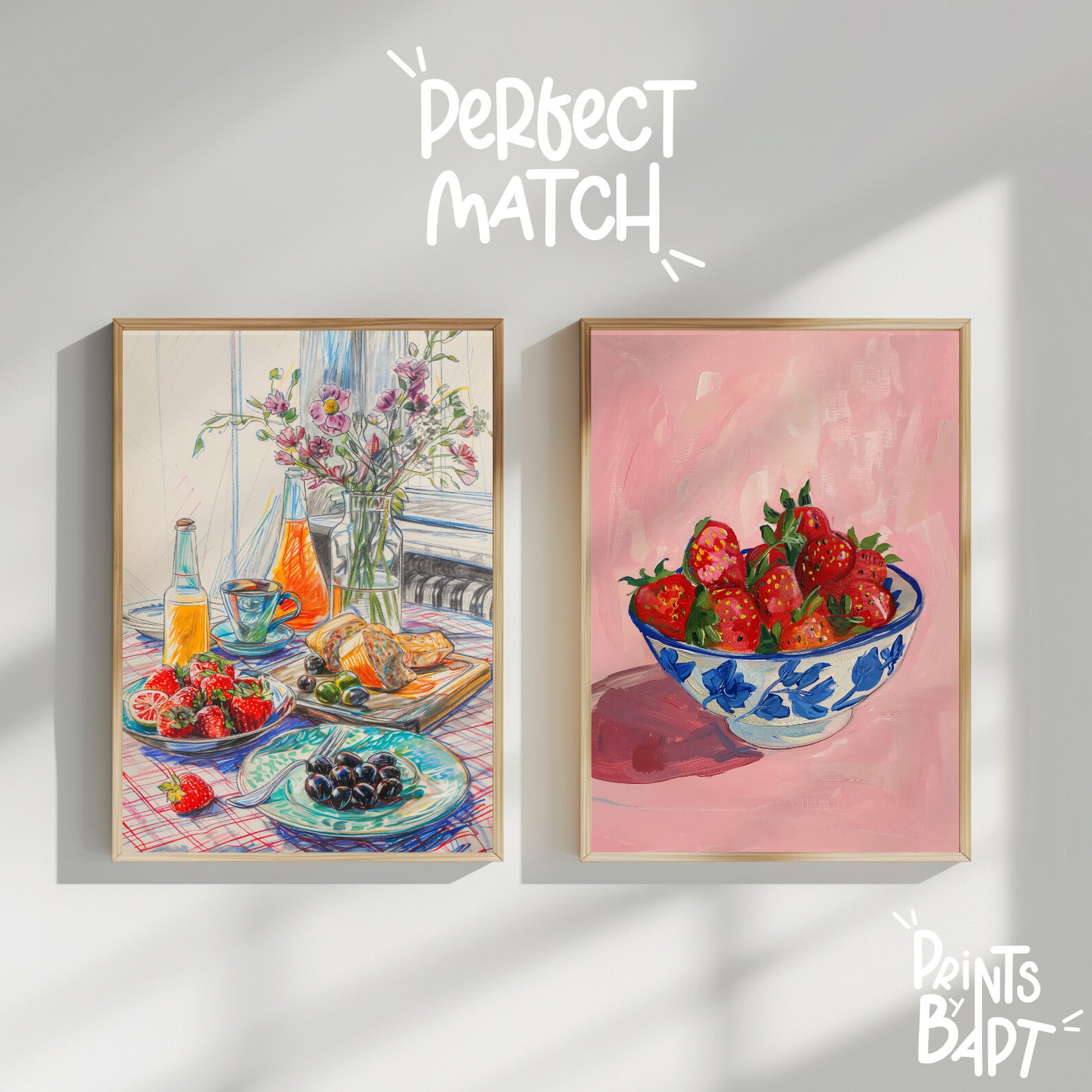 Cozy Sunday Brunch Art Print, Kitchen Decor, Colorful Breakfast ...