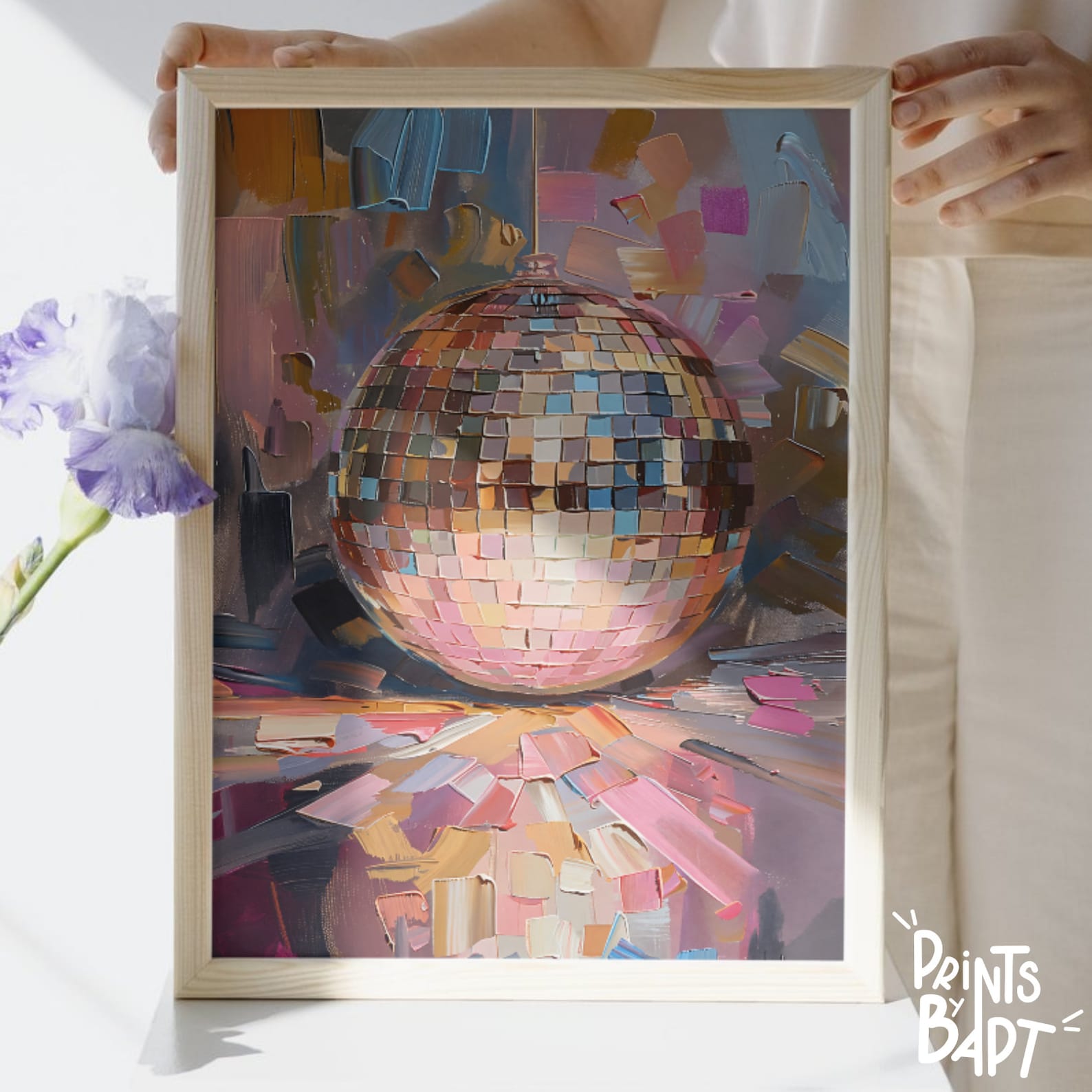 Mirrorball Poster, Hot Pink Wall Art, Printable Disco Ball Decor, Retro ...