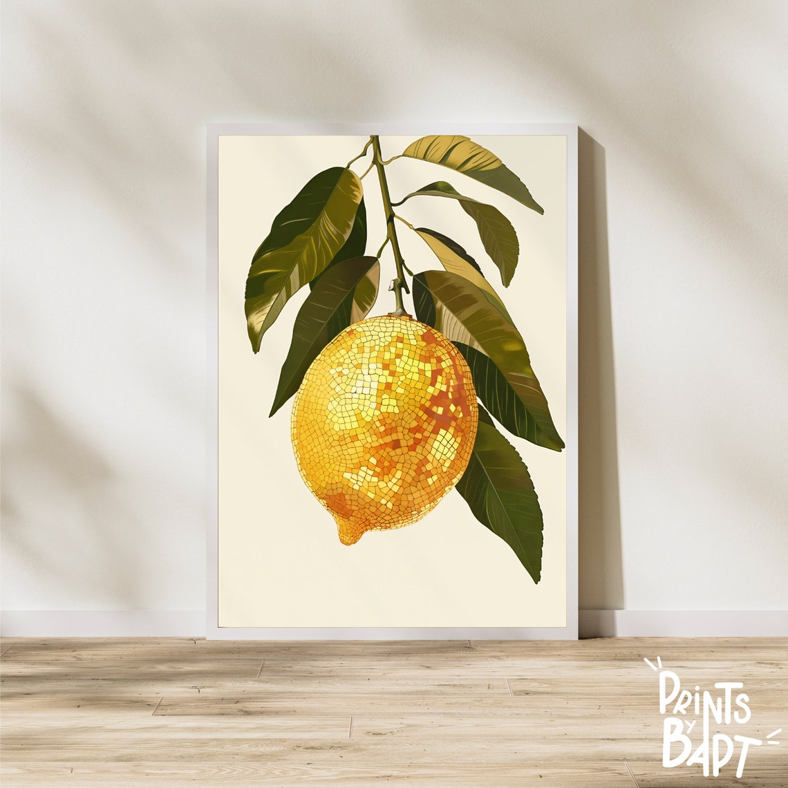 Disco Lemon Art Print, Retro Wall Art Poster, Glam Disco Ball Lemon ...