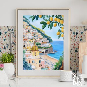 Positano, Amalfi Coast Art Print, Italy Travel Poster, Italian Riviera ...