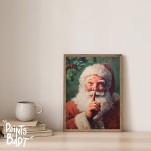 Vintage Santa Christmas Wall Art Santa Shushing Finger to Lips Retro ...