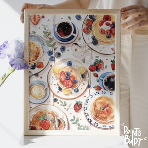 Watercolor French Brunch Art Print, Kitchen Artwork, Minimalist Wall ...