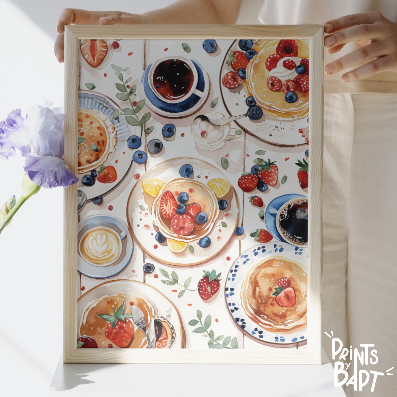Watercolor French Brunch Art Print, Kitchen Artwork, Minimalist Wall ...