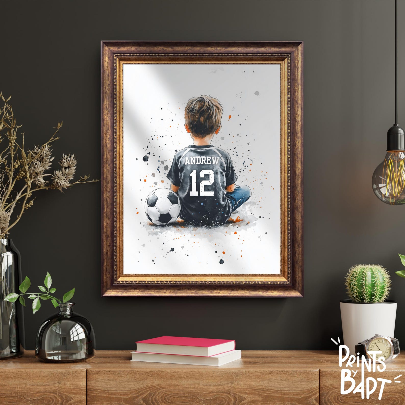 Personalized Football Print, Custom Soccer Wall Art for Boys Bedroom ...