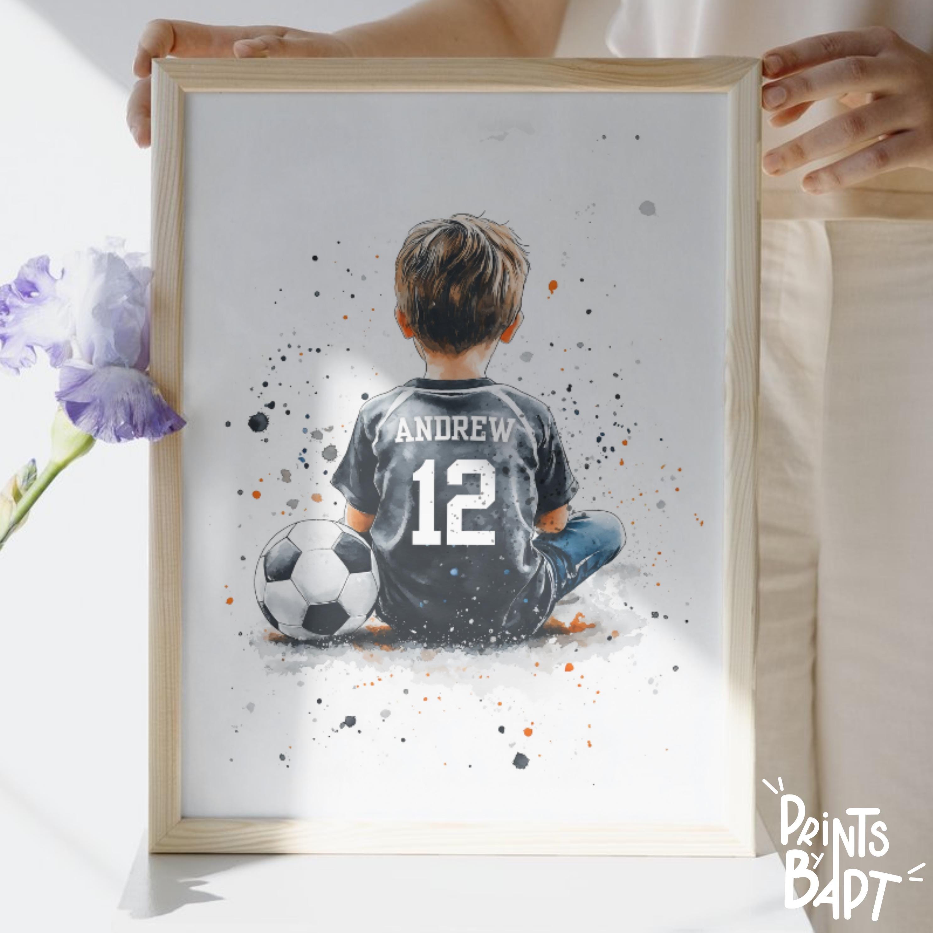 Personalized Football Print, Custom Soccer Wall Art for Boys Bedroom ...
