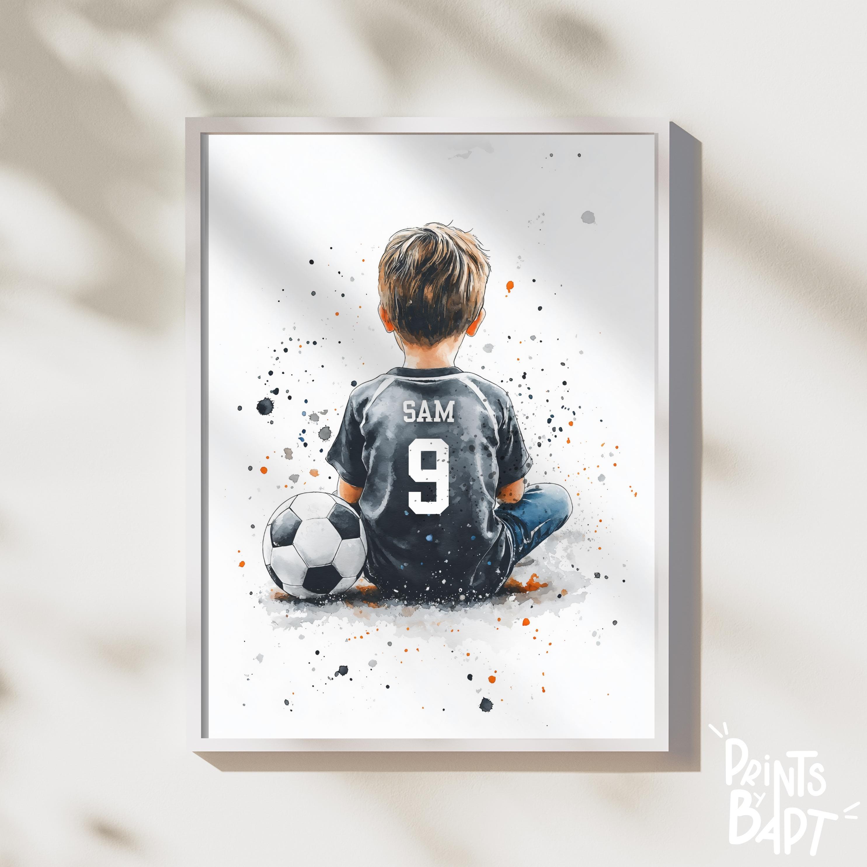 Personalized Football Print, Custom Soccer Wall Art for Boys Bedroom ...