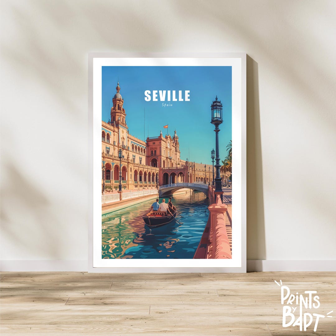 Seville Travel Poster, Plaza De España , Europe Travel Prints, Seville ...