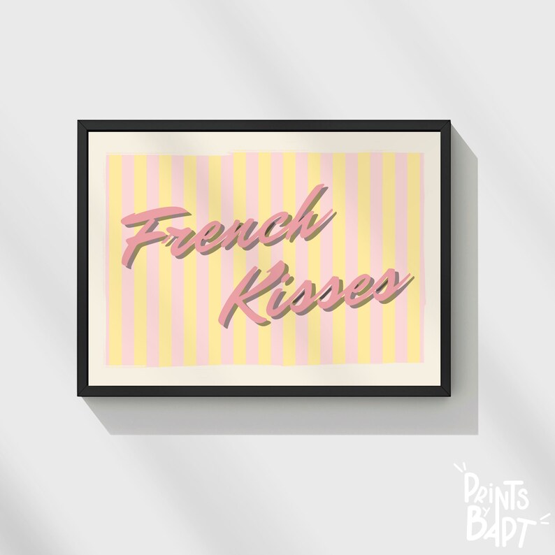 French Kisses Poster, Trendy Wall Art, Apartment Decor, Retro Wall Art ...