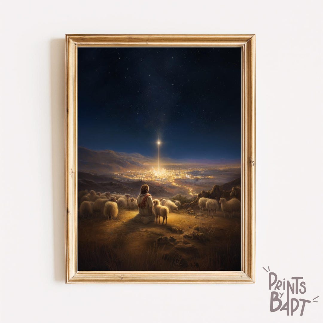 Shepherd Star of Bethlehem Wall Art Nativity Oil Painting Holy Night ...