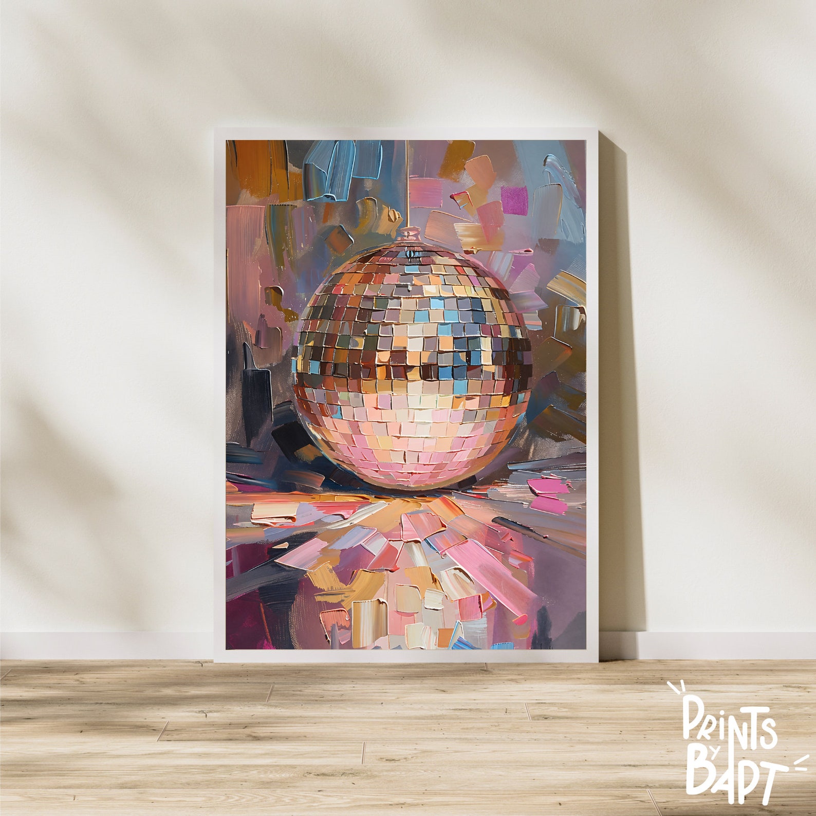 Mirrorball Poster, Hot Pink Wall Art, Printable Disco Ball Decor, Retro ...