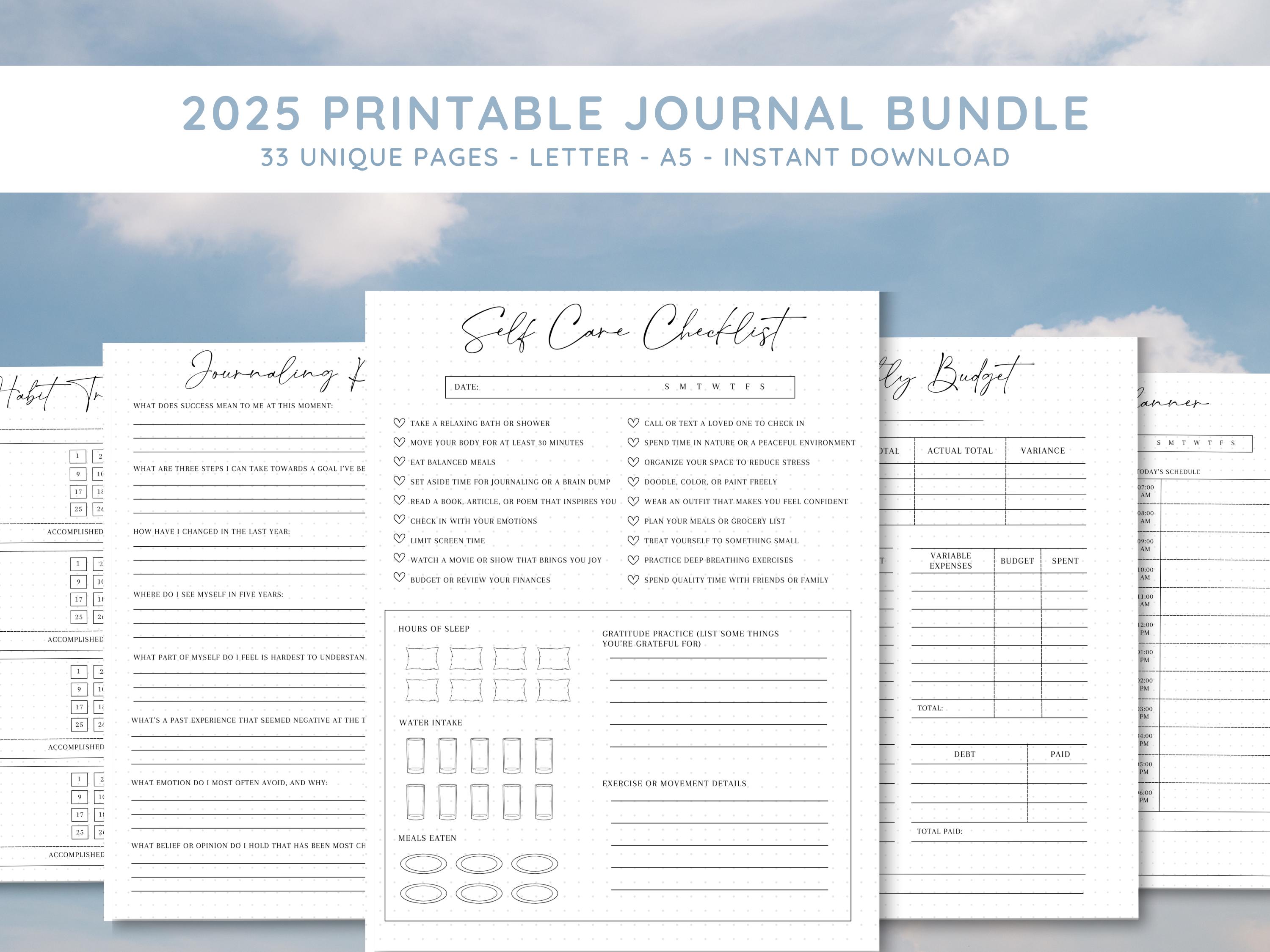 2025 Simple Printable Journal Bundle for Women - Digital Journal ...