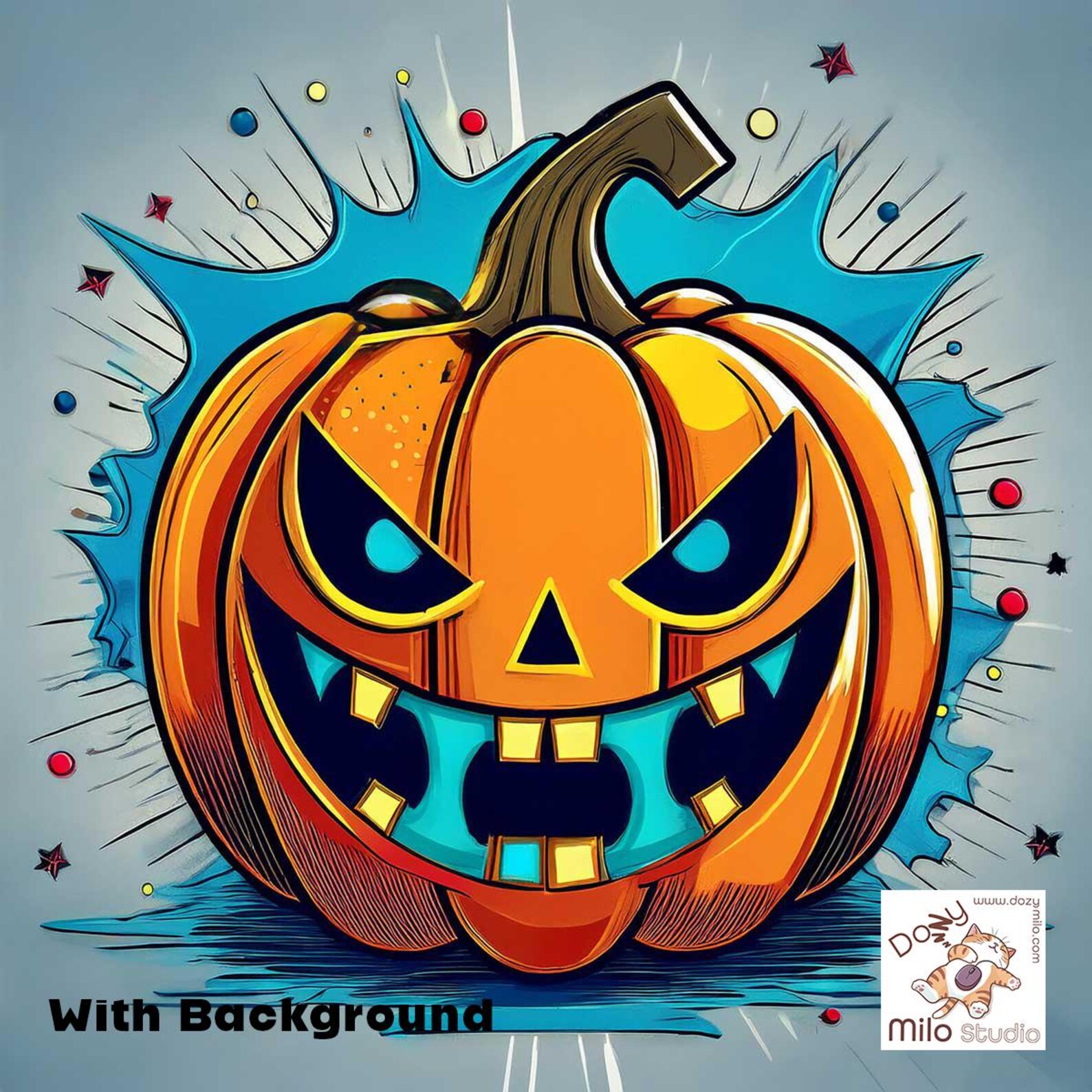 Scary 2D Cartoon Pumpkin, Halloween Pumpkin, Halloween Png, Sticker Png ...