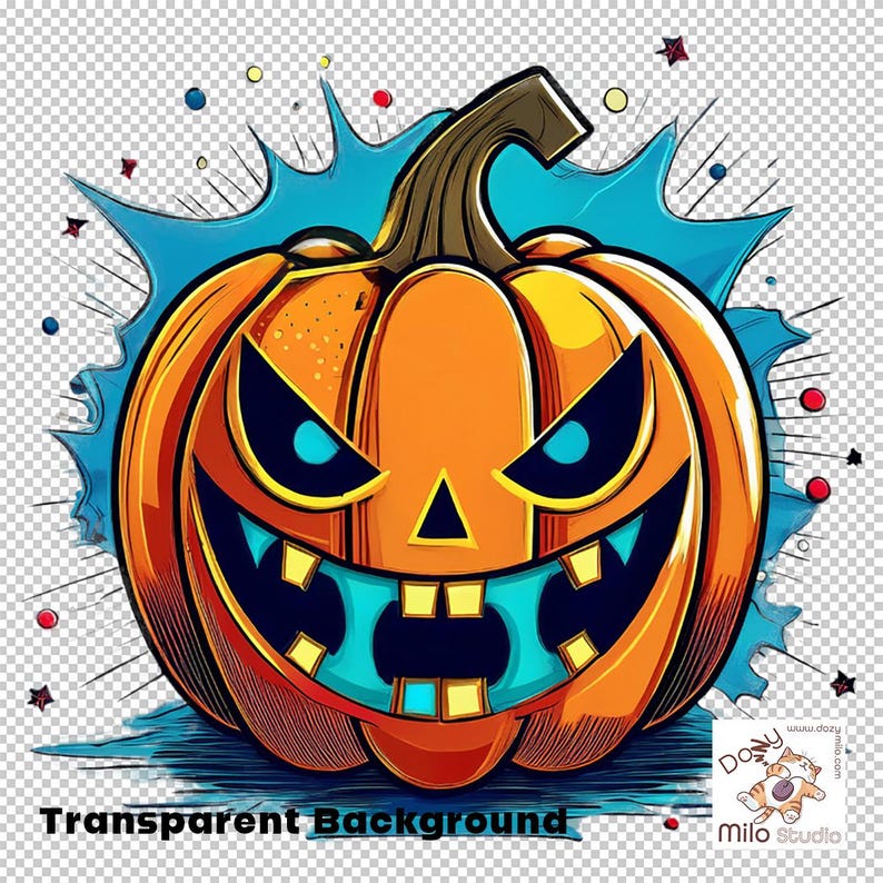 Scary 2D Cartoon Pumpkin, Halloween Pumpkin, Halloween Png, Sticker Png ...