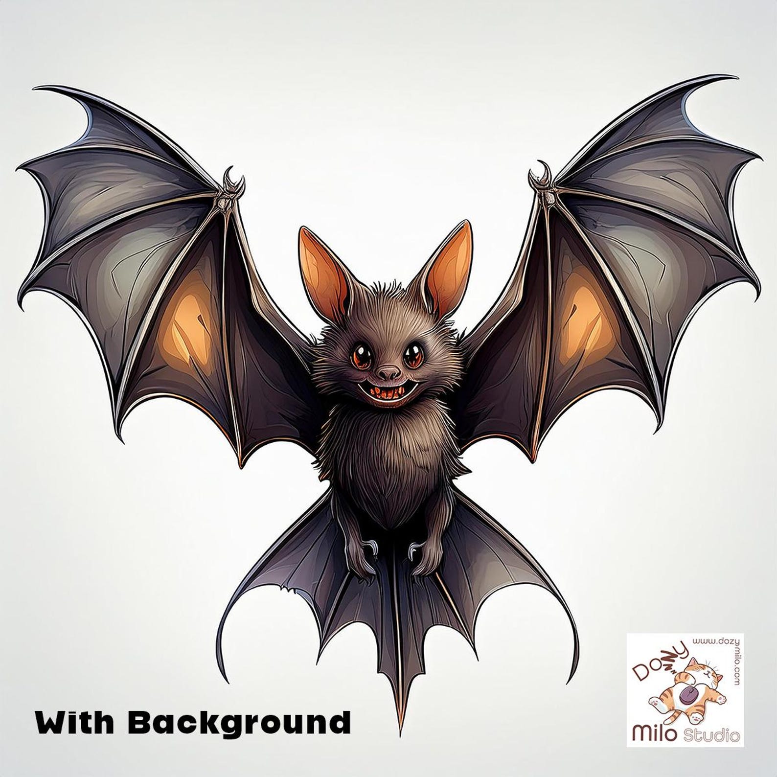 Cute 2D Cartoon Bat, Halloween Bat, Bat Png, Sticker Png, Mug Png ...