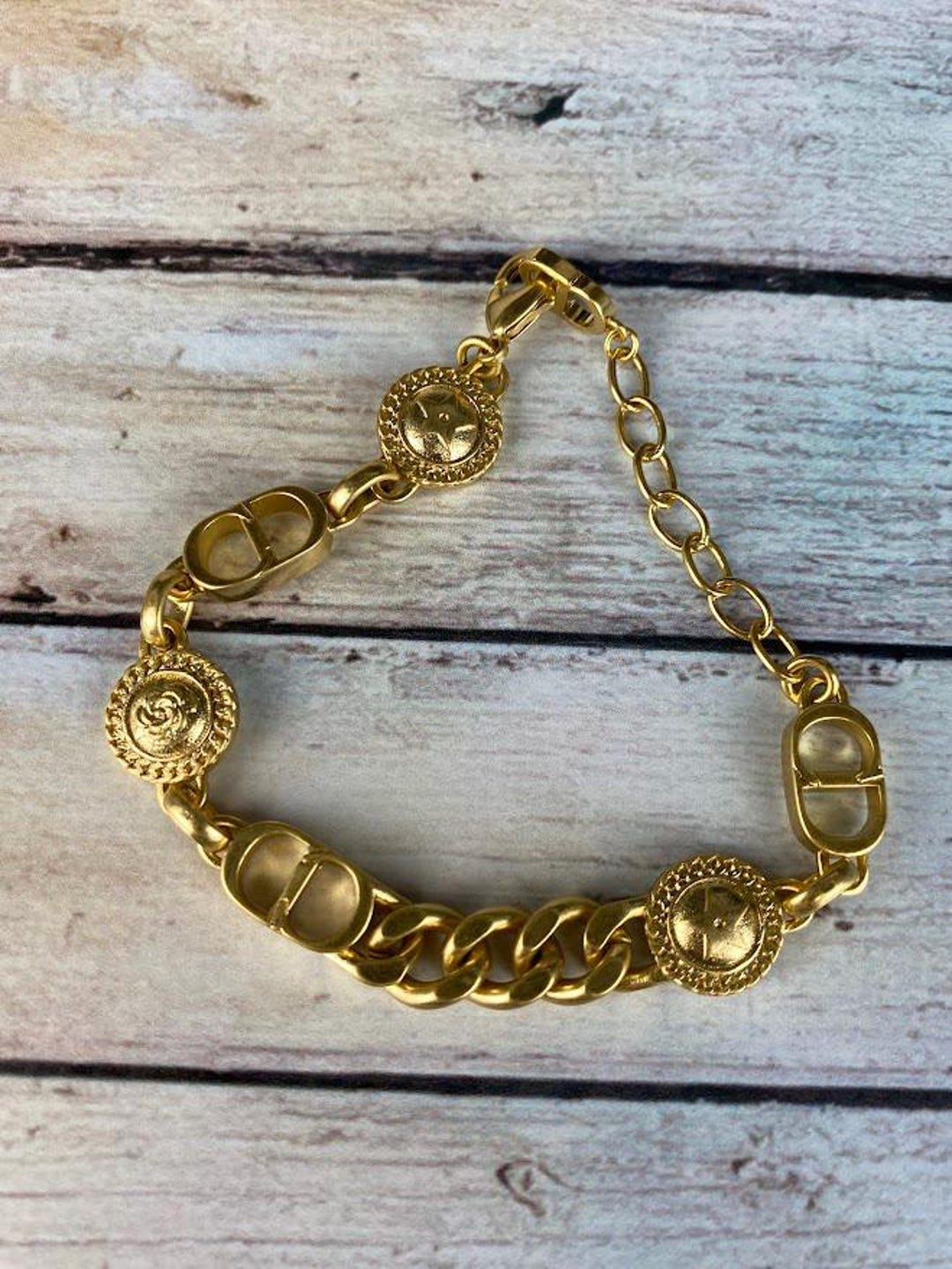 Vintage Christian Dior Gold Finished CD Logo Punk Medusa Lion Head ...