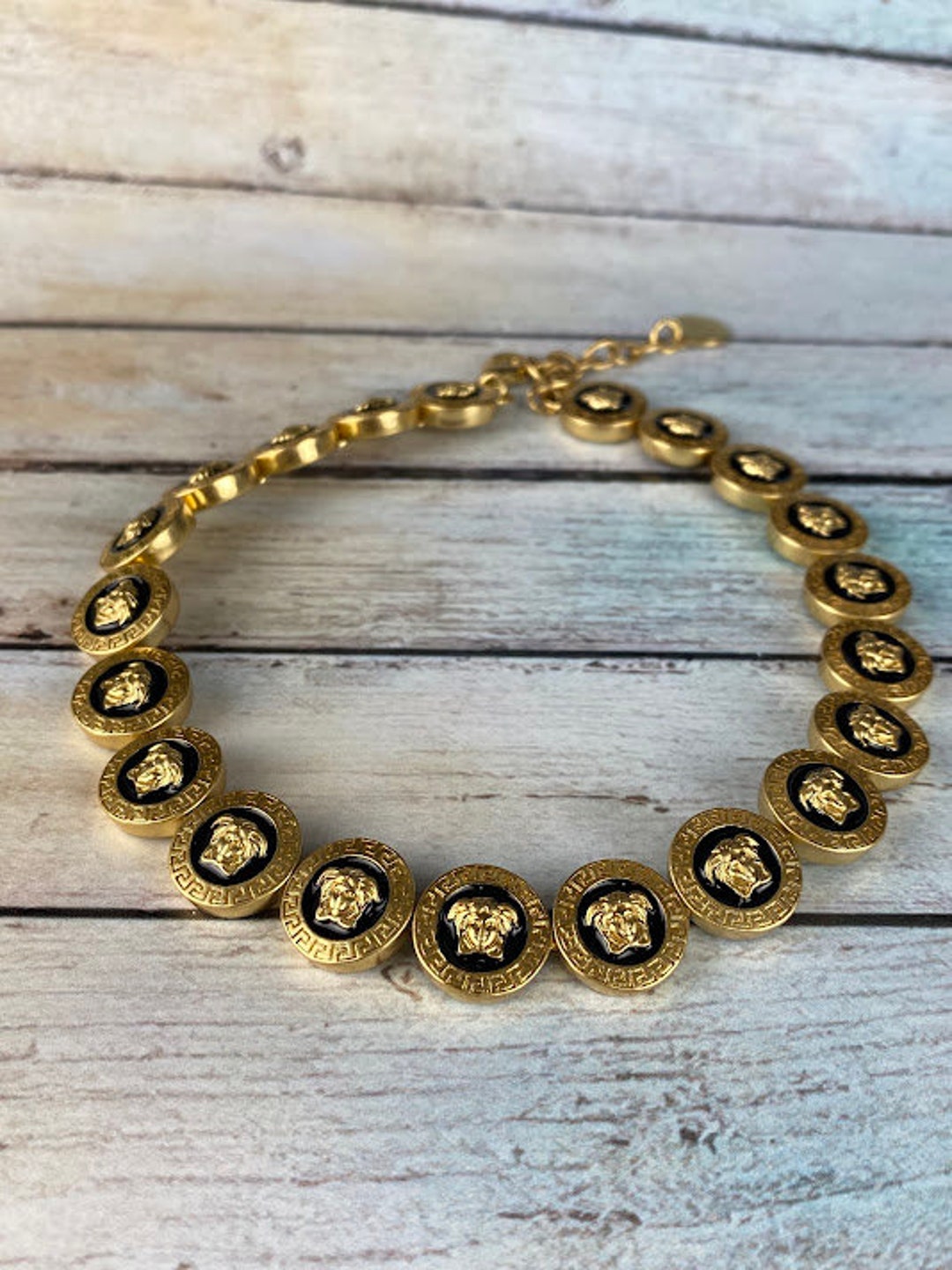 Vintage Versace Gold Finished Medusa Head Coins Shaped Stunning Choker ...