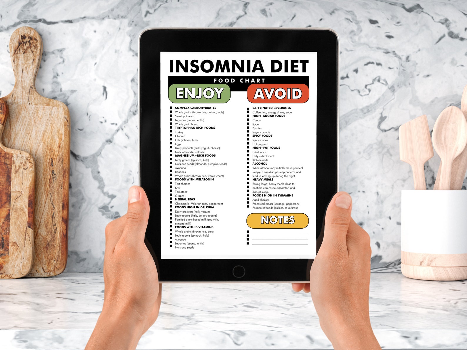 Insomnia Diet Chart, Insomnia Food List - Printable PDF to Help You ...