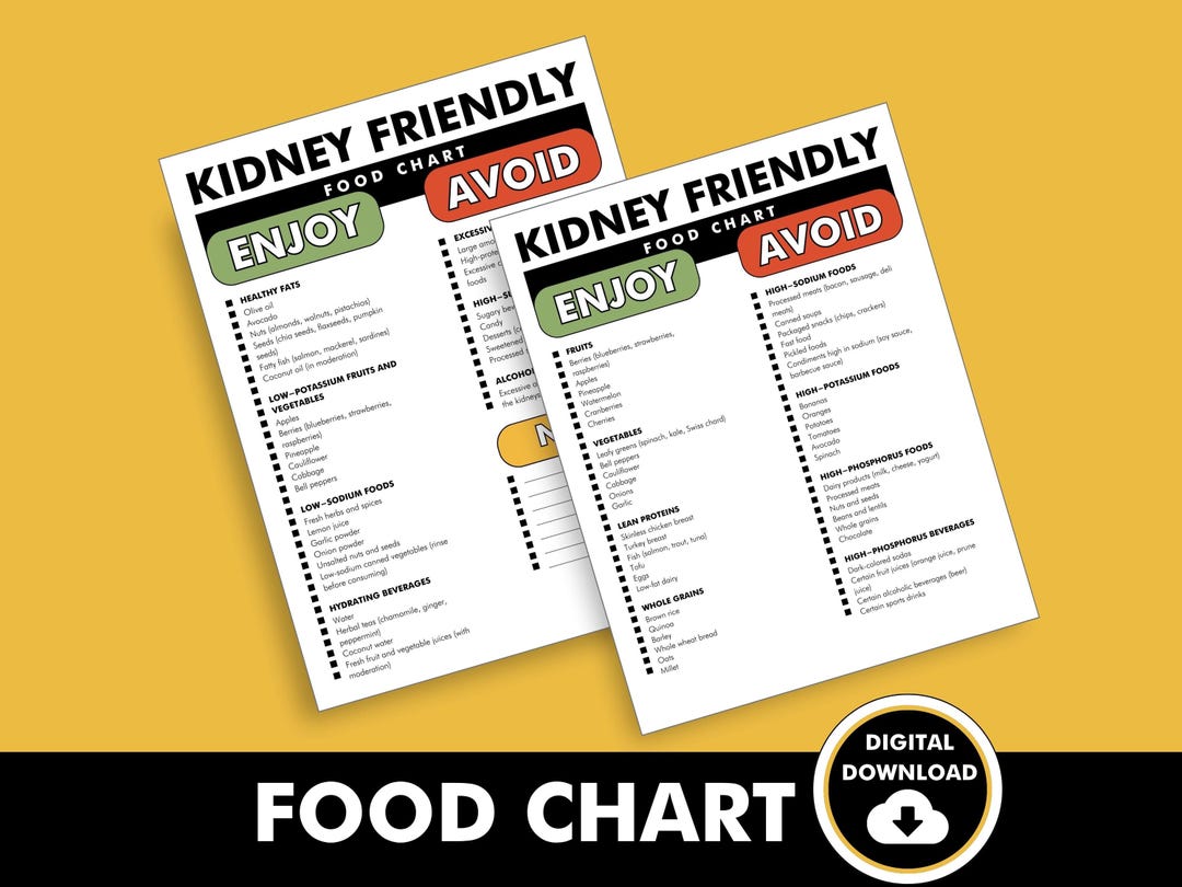 Renal Diet Foods List, Kidney Disease Food Guide, Printable PDF, Helps ...