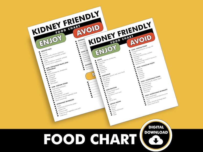 Renal Diet Foods List, Kidney Disease Food Guide, Printable PDF, Helps ...