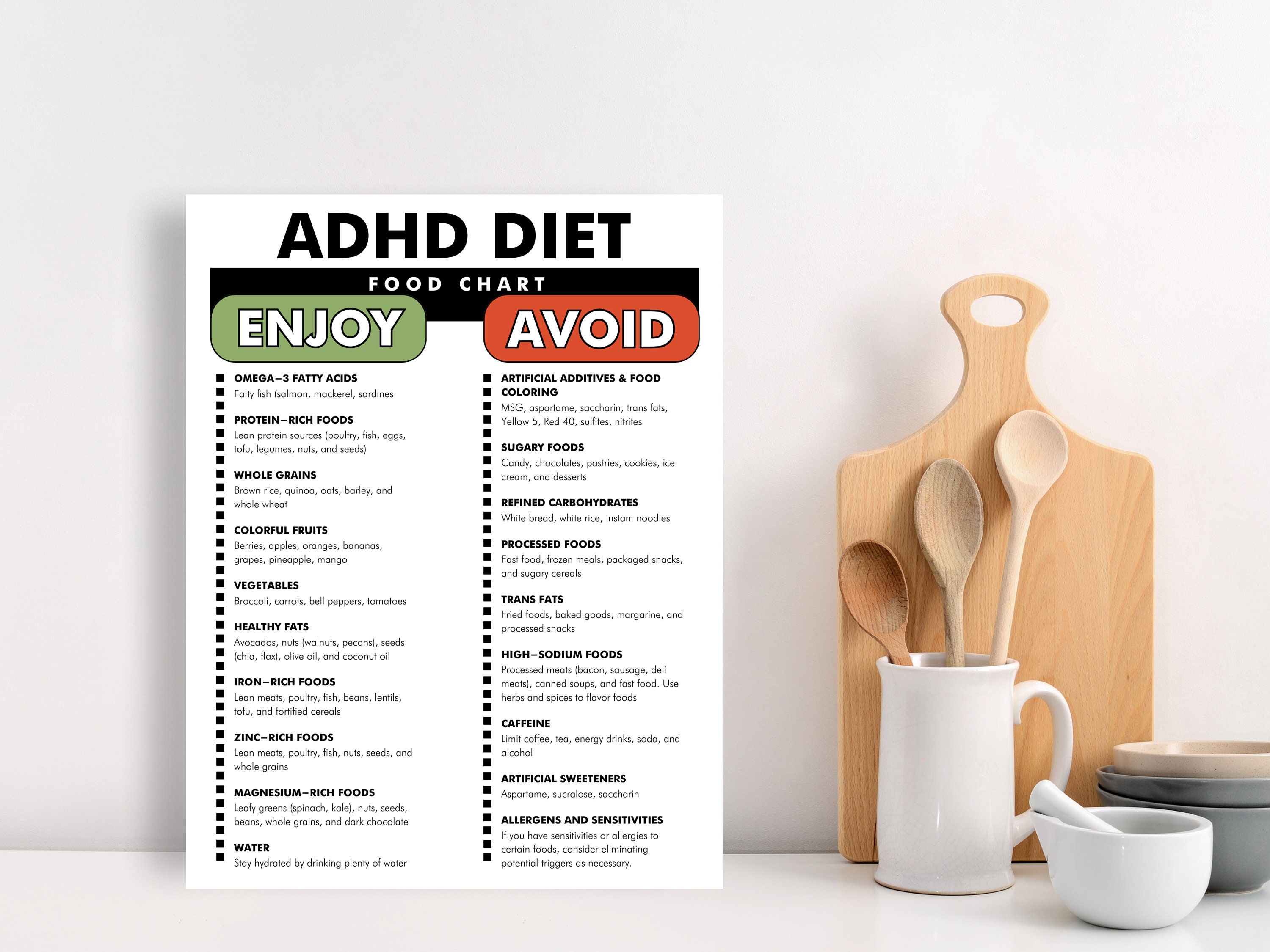 ADHD Diet Chart, ADD Food List - Printable PDF to Make Dietary Changes ...