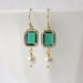 Emerald Green Pearl Dangle Earrings Freshwater Pearl - Etsy