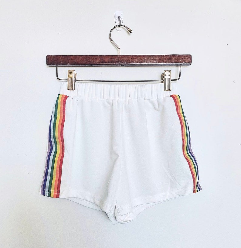 Sporty 80's High-waisted Retro Shorts With Colorful Stripes Vintage ...