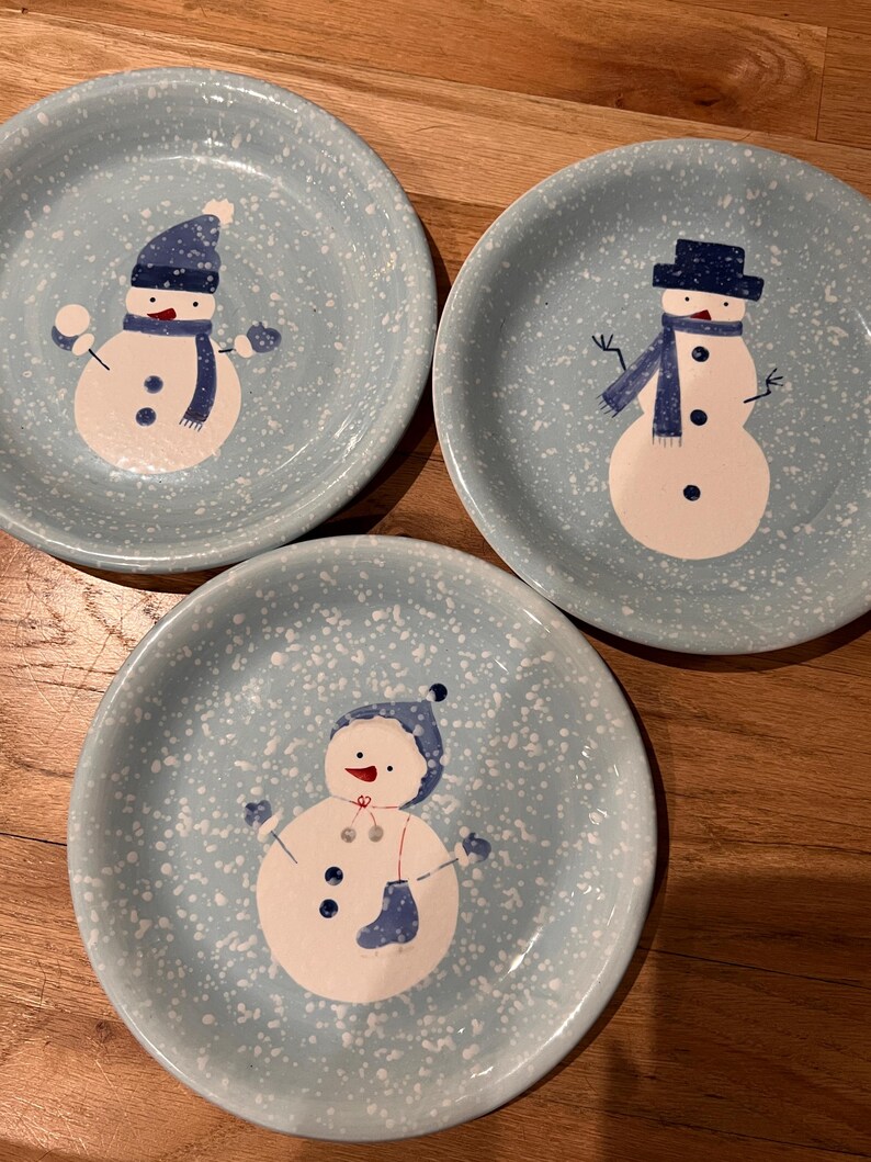 Vintage Snowman Holiday Plates, Set of 3 by Home, Holiday Dinner Plates ...