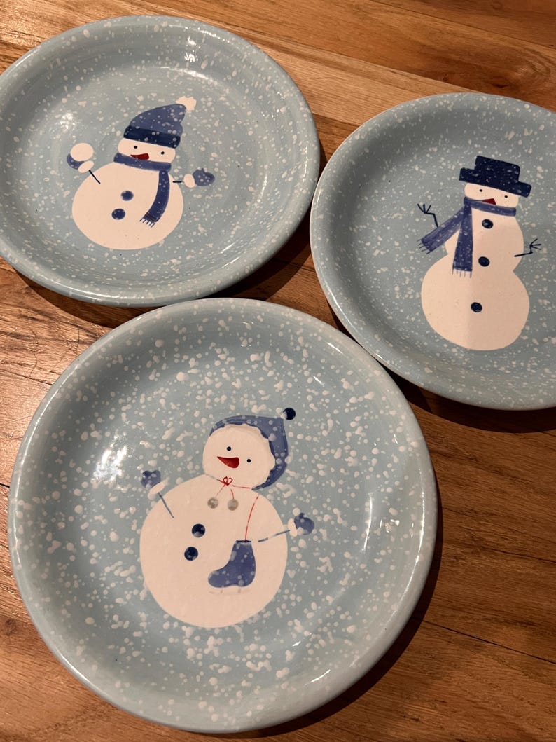 Vintage Snowman Holiday Plates, Set of 3 by Home, Holiday Dinner Plates ...