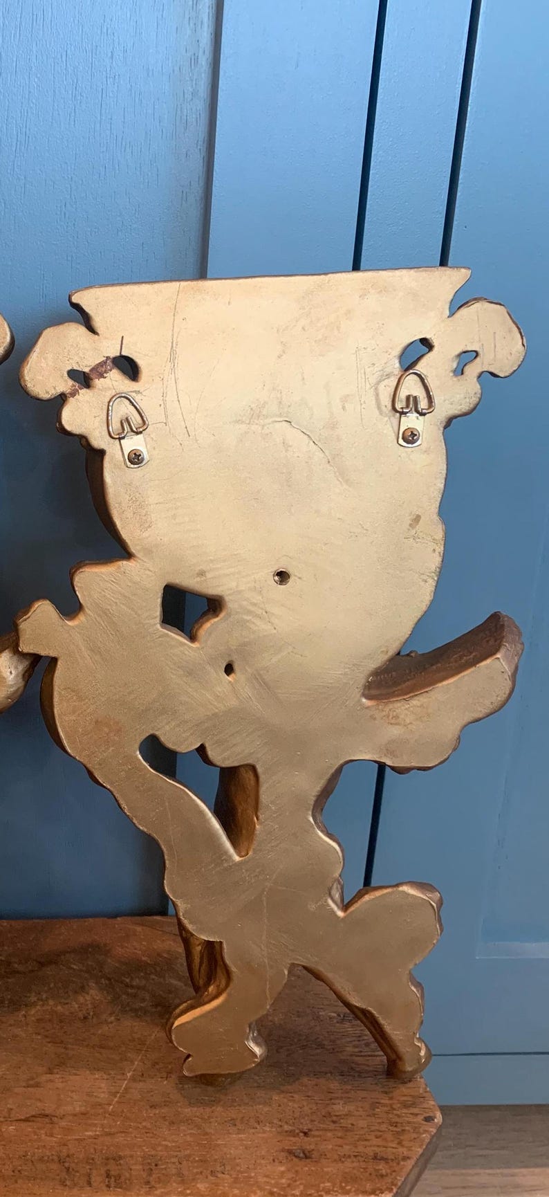 Vintage Gold Cherub Wall Planter, Ornate Wall Pocket, Angel Planter ...