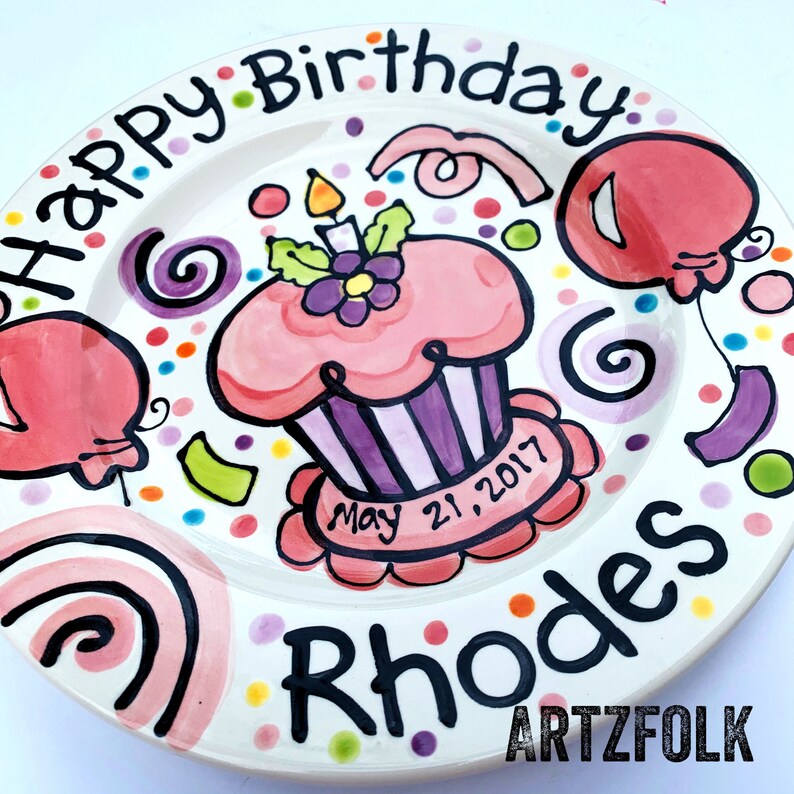 Personalized Birthday Cake Plate: Handmade Ceramic Heirloom Two Sizes ...