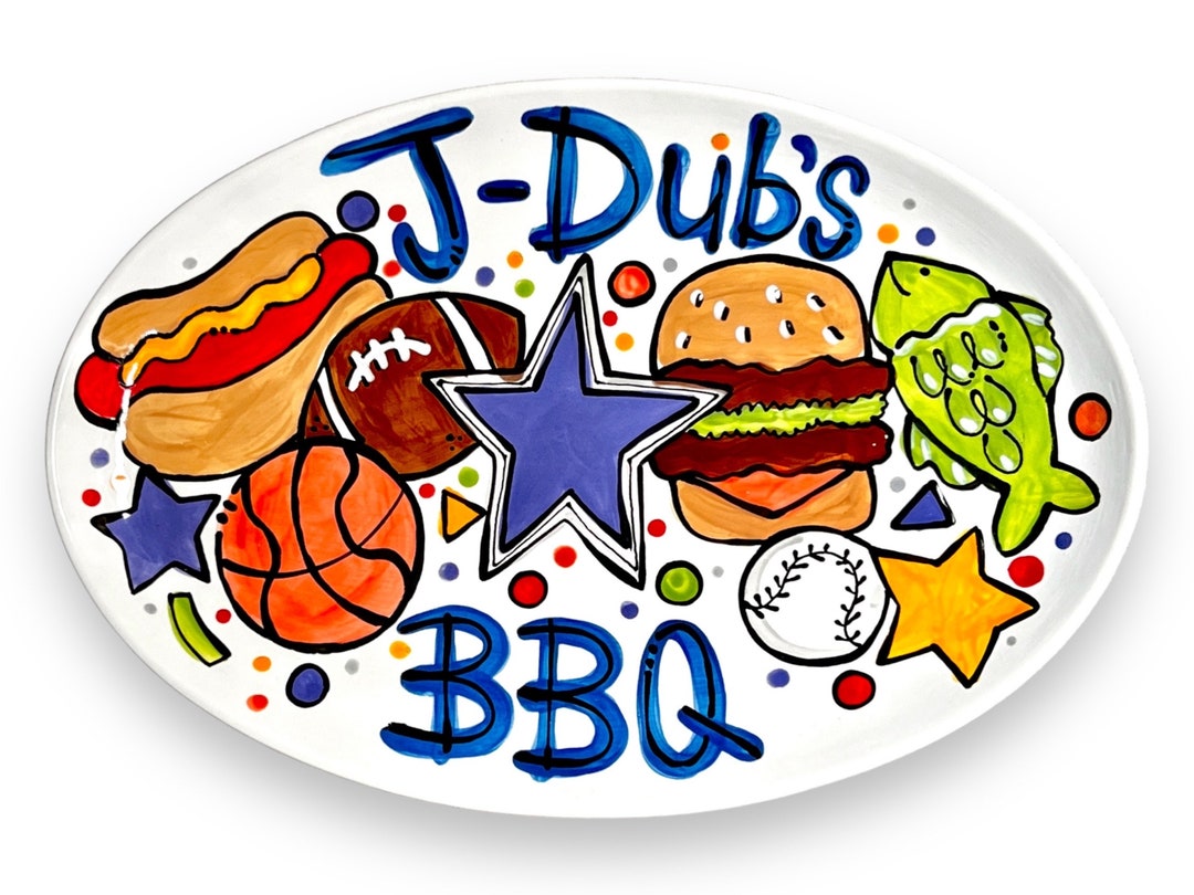 Handmade Custom Art Ceramic Oval Bbq Platter Personalized Gift by ...