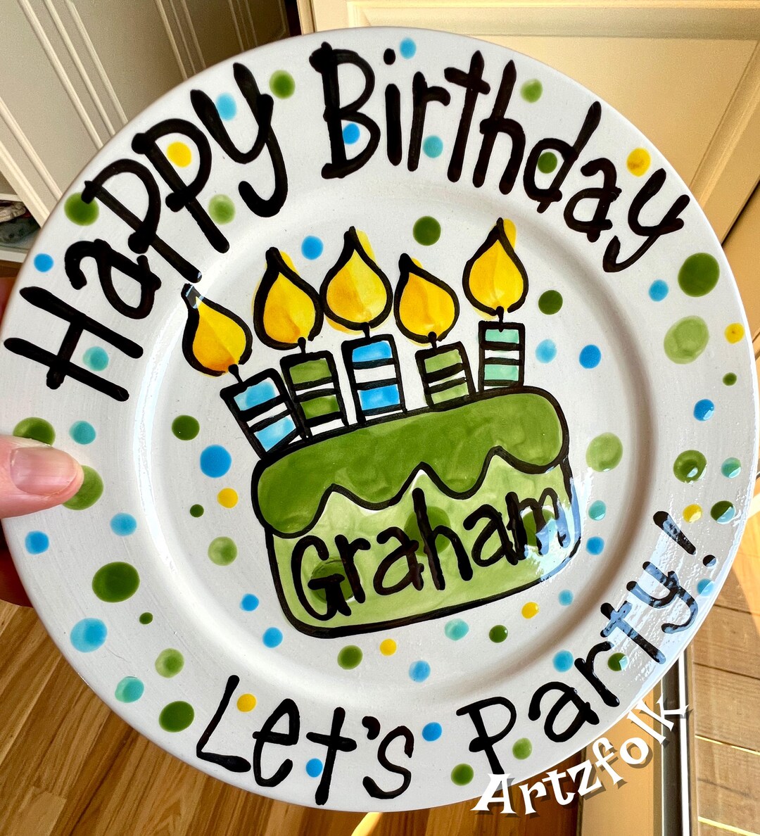 Personalized Birthday Cake Plate: Handmade Ceramic Heirloom Gift - Etsy