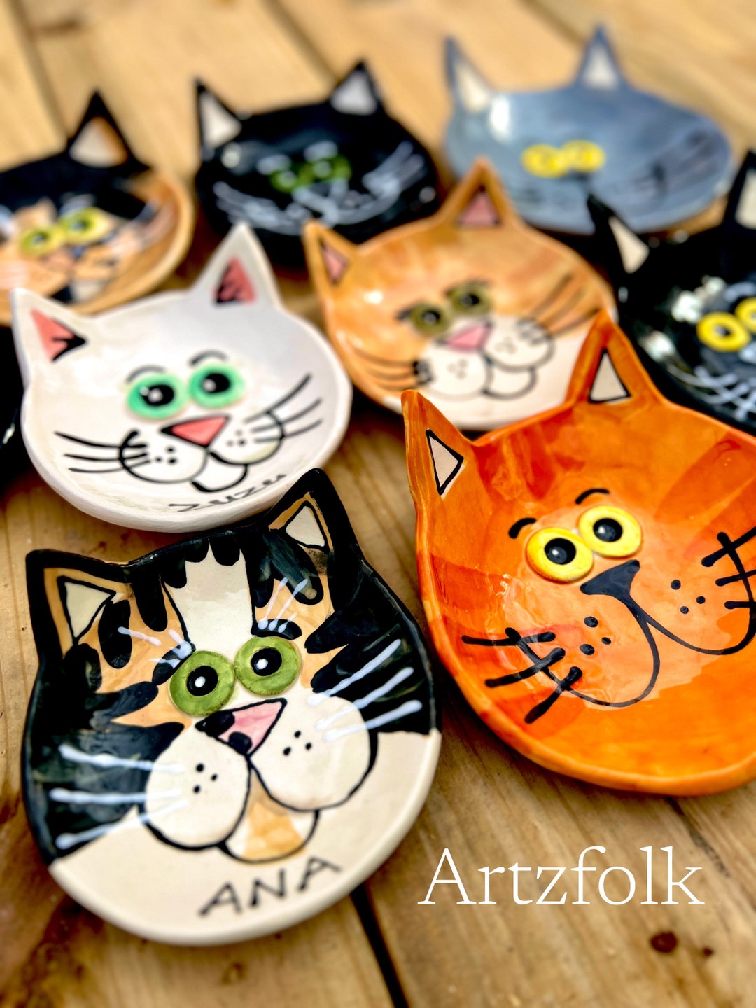 Personalized Handmade Ceramic Cat Portrait Dish Pottery by Artzfolk - Etsy