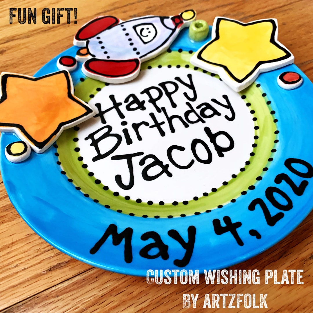 Happy Birthday WISHING PLATE Personalized Ceramic by Artzfolk - Etsy