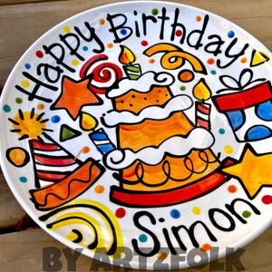 Large Happy Birthday Cake Plate Child’s Birthday ,new Baby Personalized ...